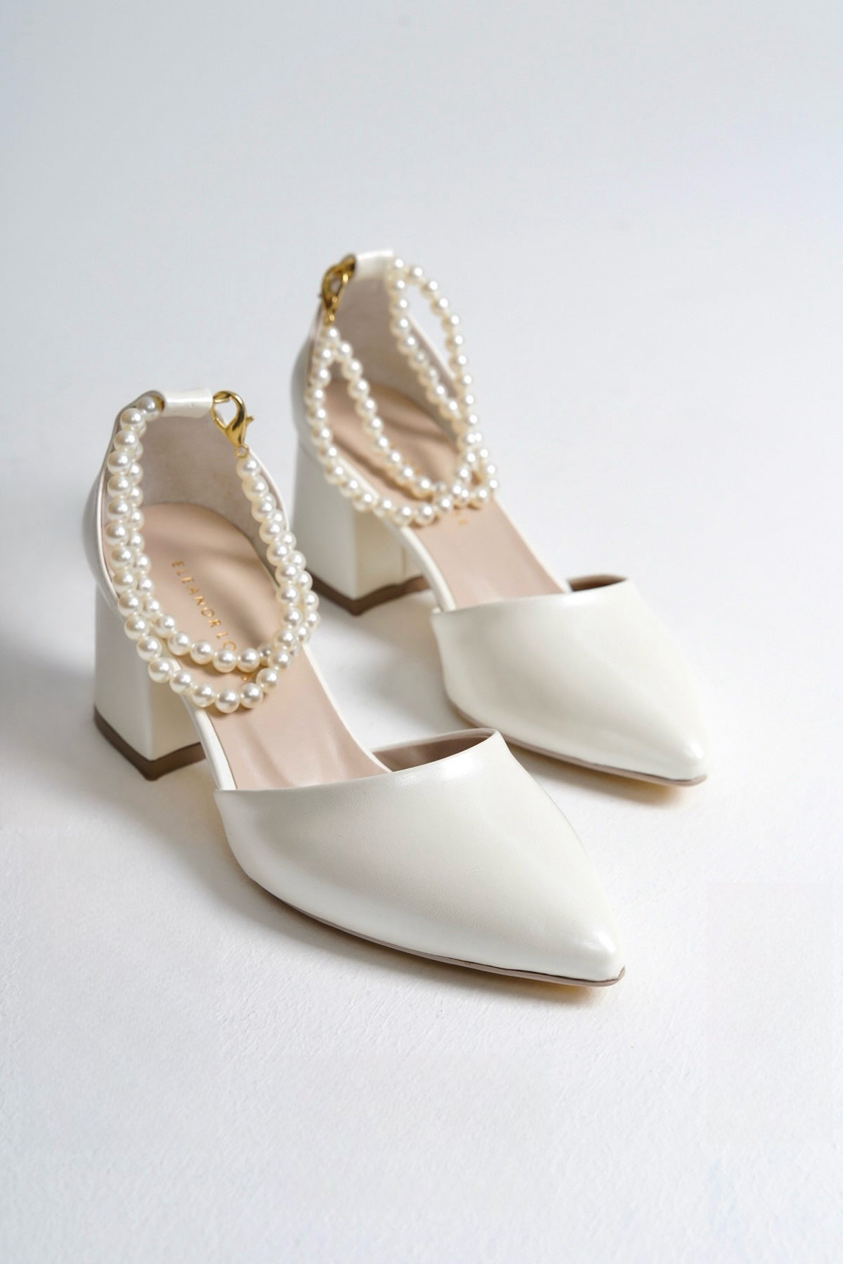 Viola | Ivory Mid Heels with Pearls – Eleanor Louise